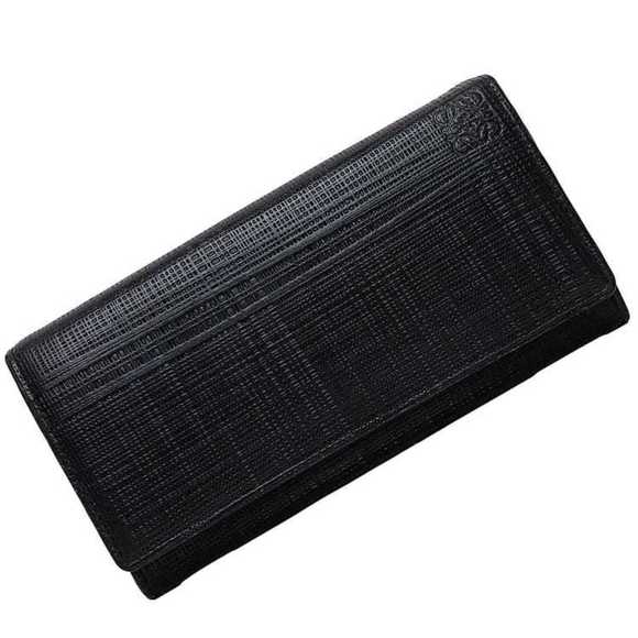 Loewe | Bags | Loewe Folio Long Wallet Black Gold Linen Leather Flap ...